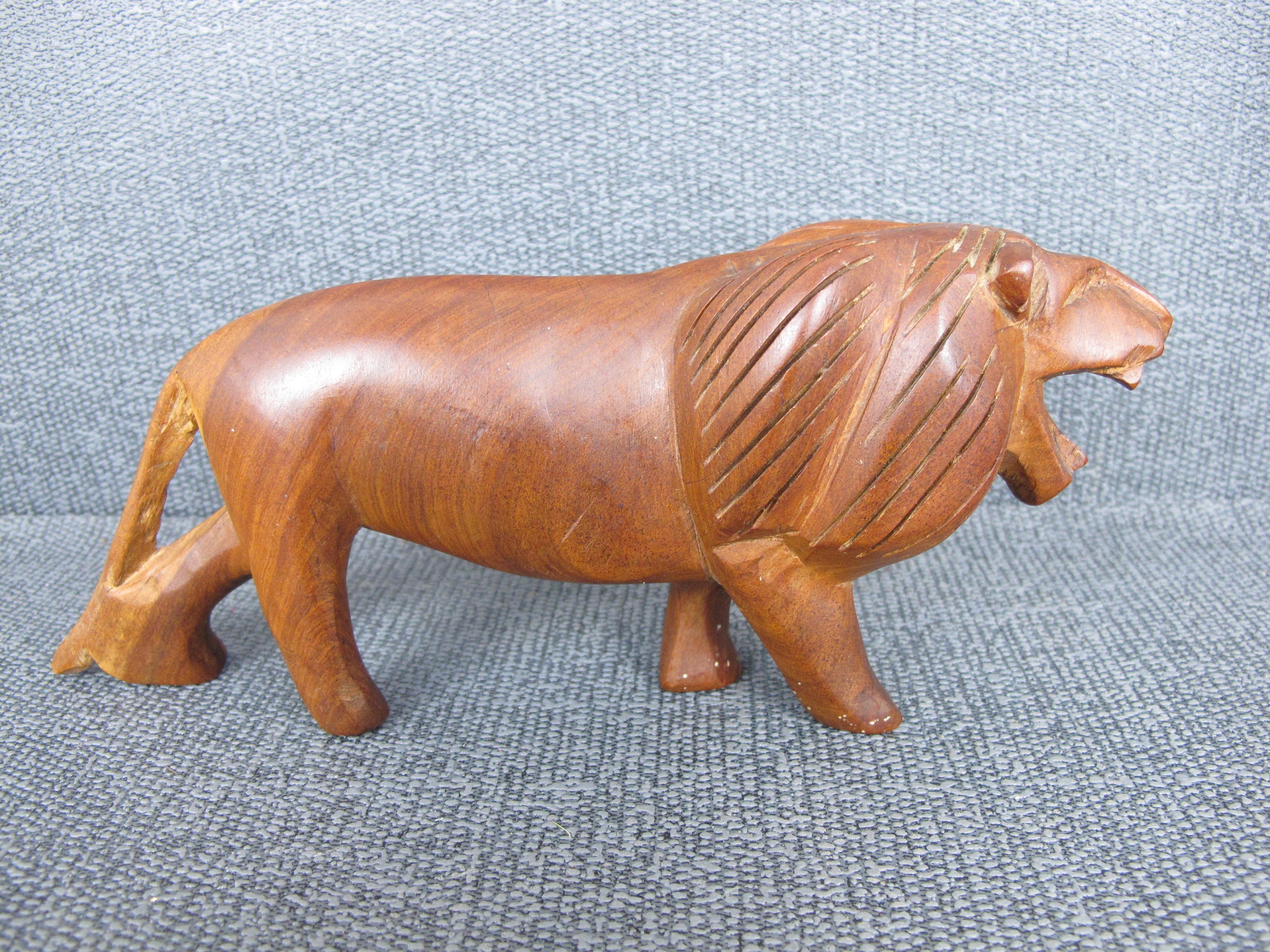 Vintage wooden lion. Hand carved wood lion. Mid century modern | Etsy