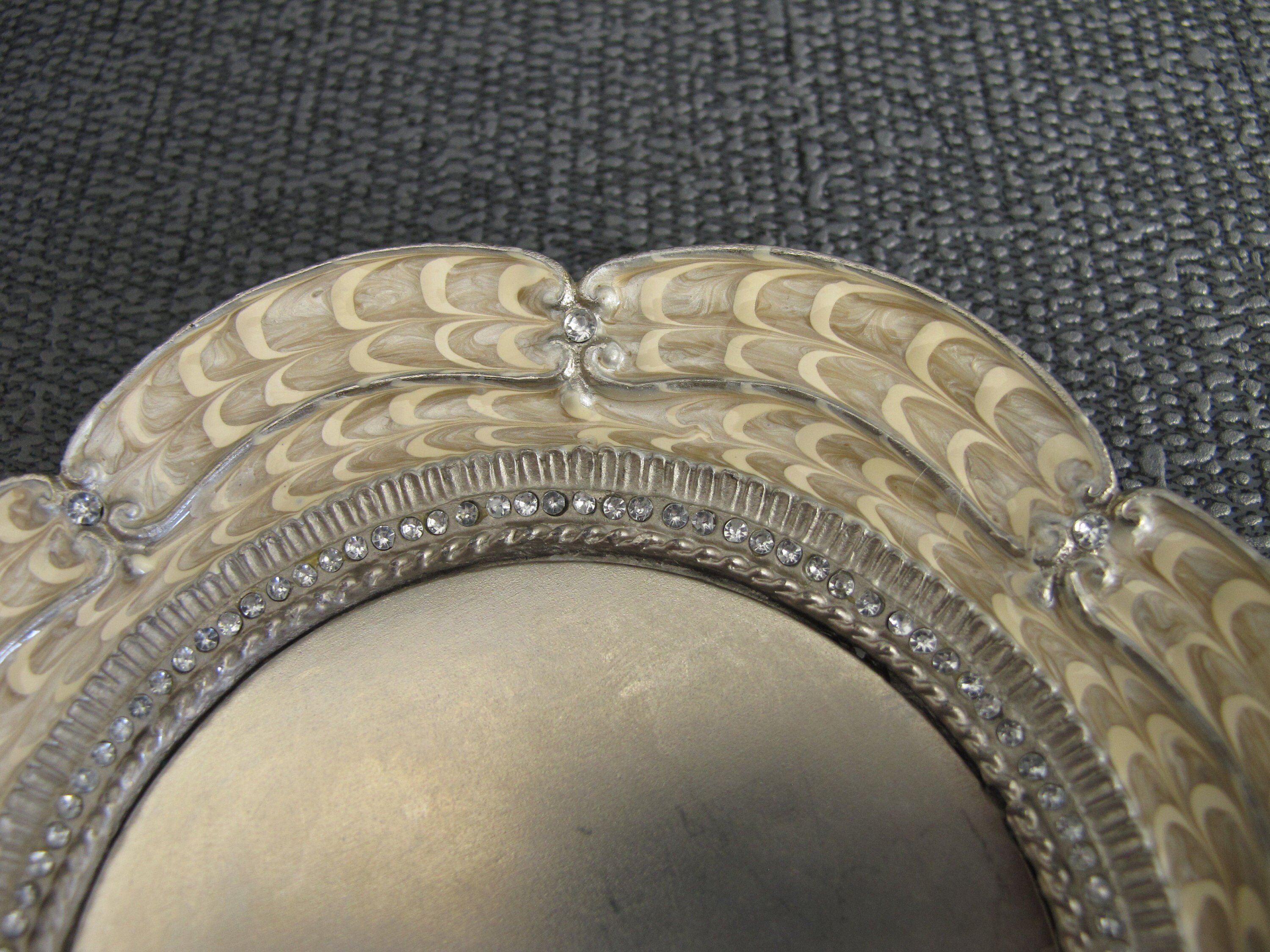 Vintage Silvertone Metal Pin Dish With Enamel and Diamante - Etsy UK