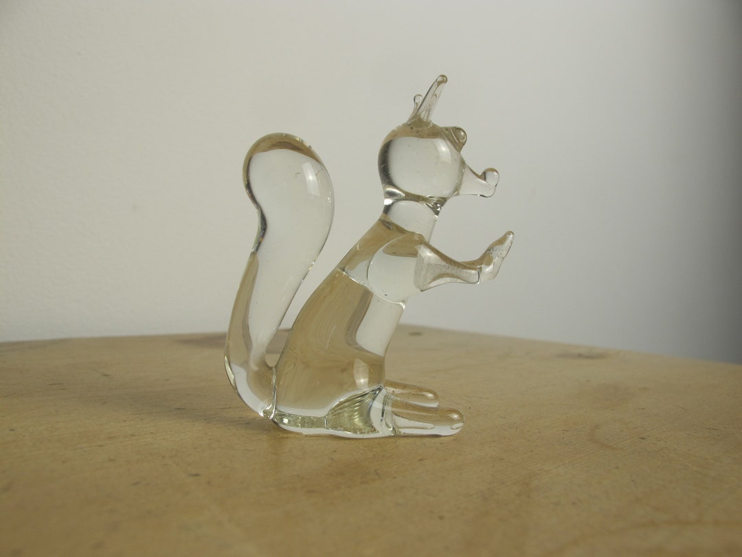 Vintage Glass Squirrel - Clear Glass. 2.5 Inches Tall (6.5cm) Very Cute ...
