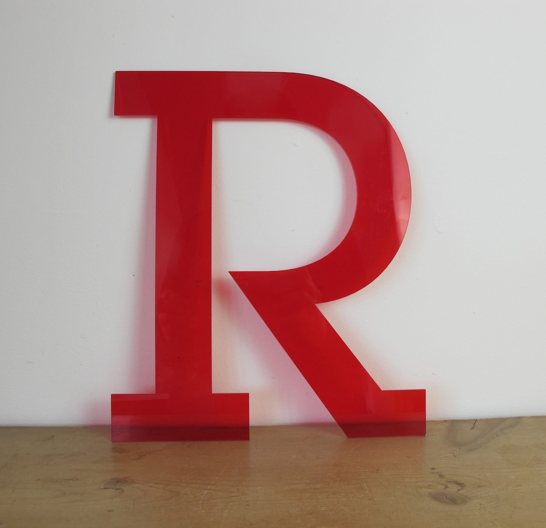 Vintage Plastic Letter R. Sign Red Perspex Translucent Upper Case ...