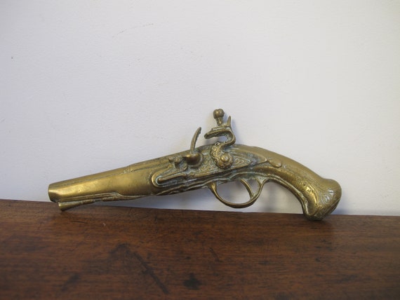 Vintage Brass Replica Pistol. Brass Wall Decor Historic Gun | Etsy