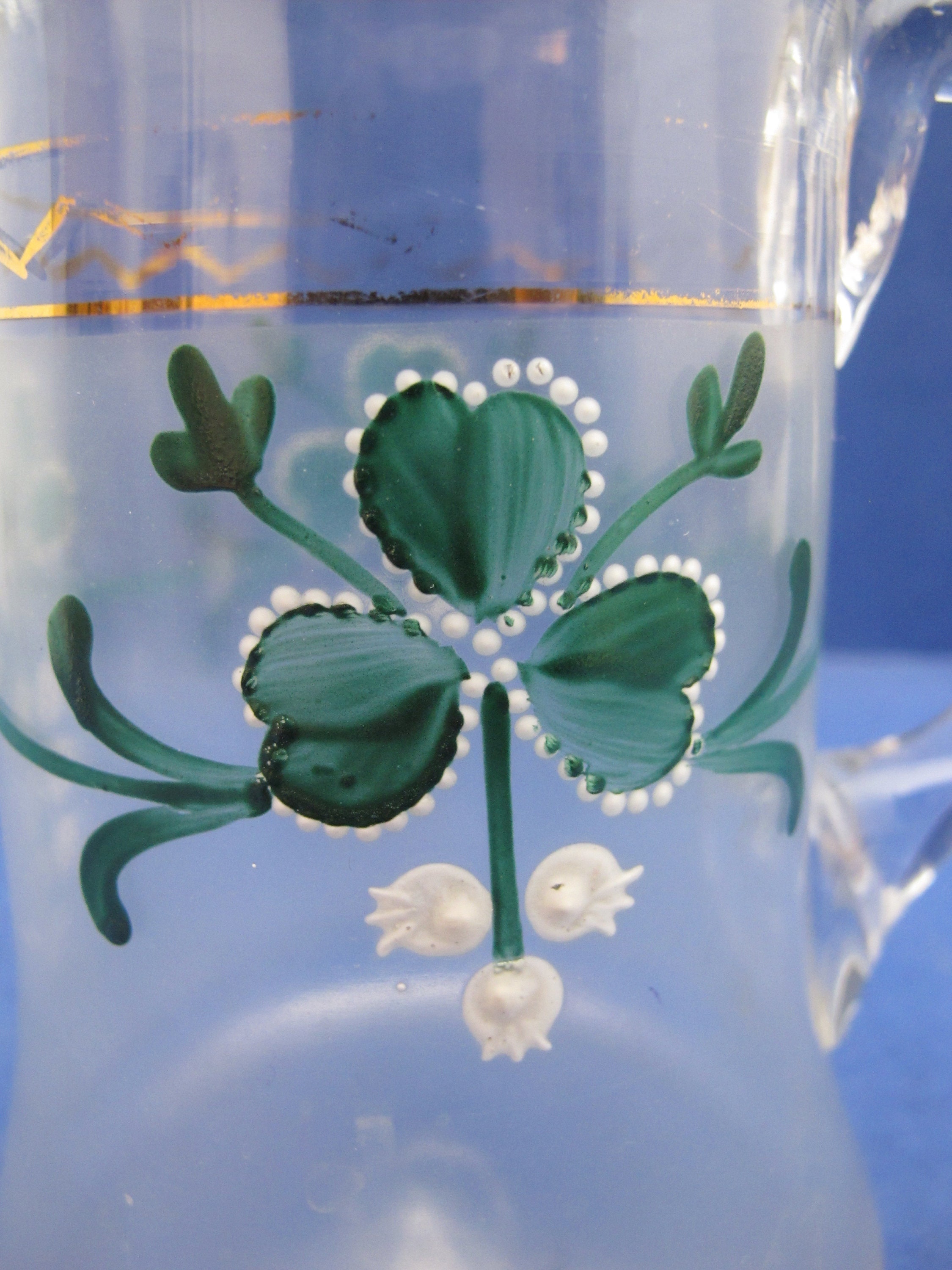 Victorian Glass Jug. Hand-blown and Hand-painted. Shamrock - Etsy UK