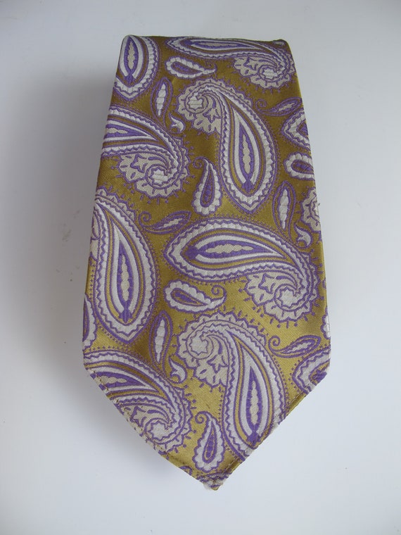 Vintage Gold Lilac and White Paisley Tie. Terylene ICI Tie. - Etsy