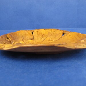 Vintage Hand Carved Shallow Wooden Leaf Shape Dish. Lovely Primitive ...