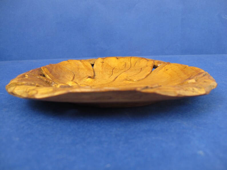 Vintage Hand Carved Shallow Wooden Leaf Shape Dish. Lovely - Etsy UK