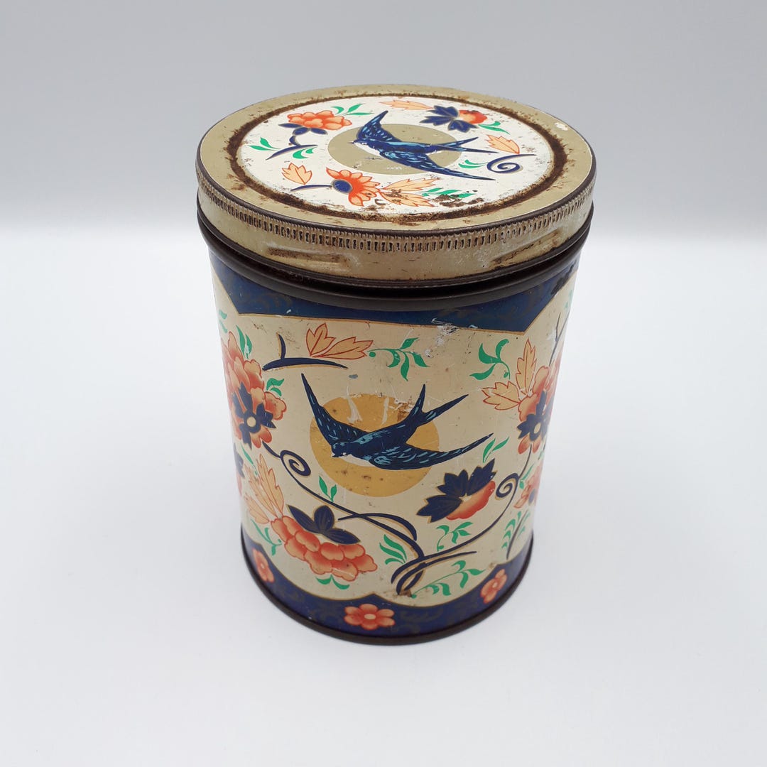 Vintage Blue Bird Confectionery Tin. Lovely Blue Bird and Flowers ...