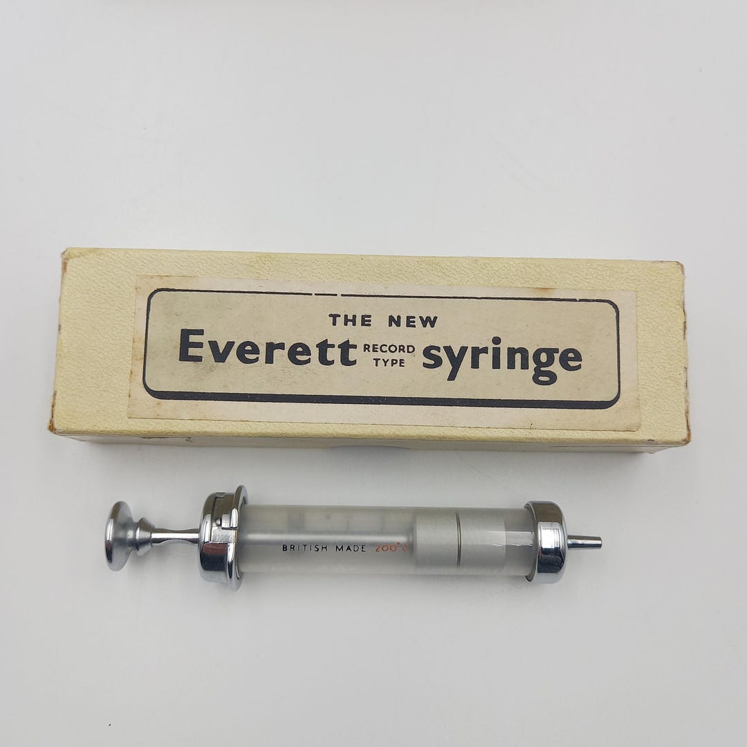 Vintage Everett Syringe. Original Boxed Record Type Glass Syringe ...