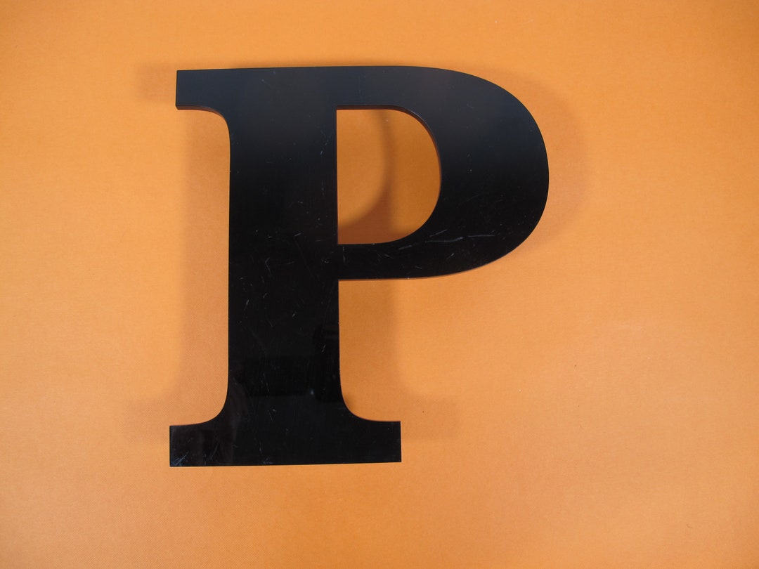 Vintage Plastic Letter P. Sign Black Plastic Upper Case Letter P. 7.5 ...
