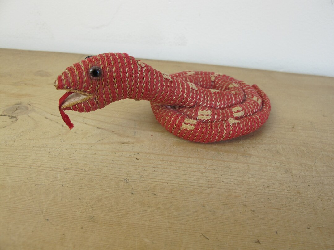 Vintage Fabric Coiled Snake. Lovely Small Fabric Snake With Forked ...