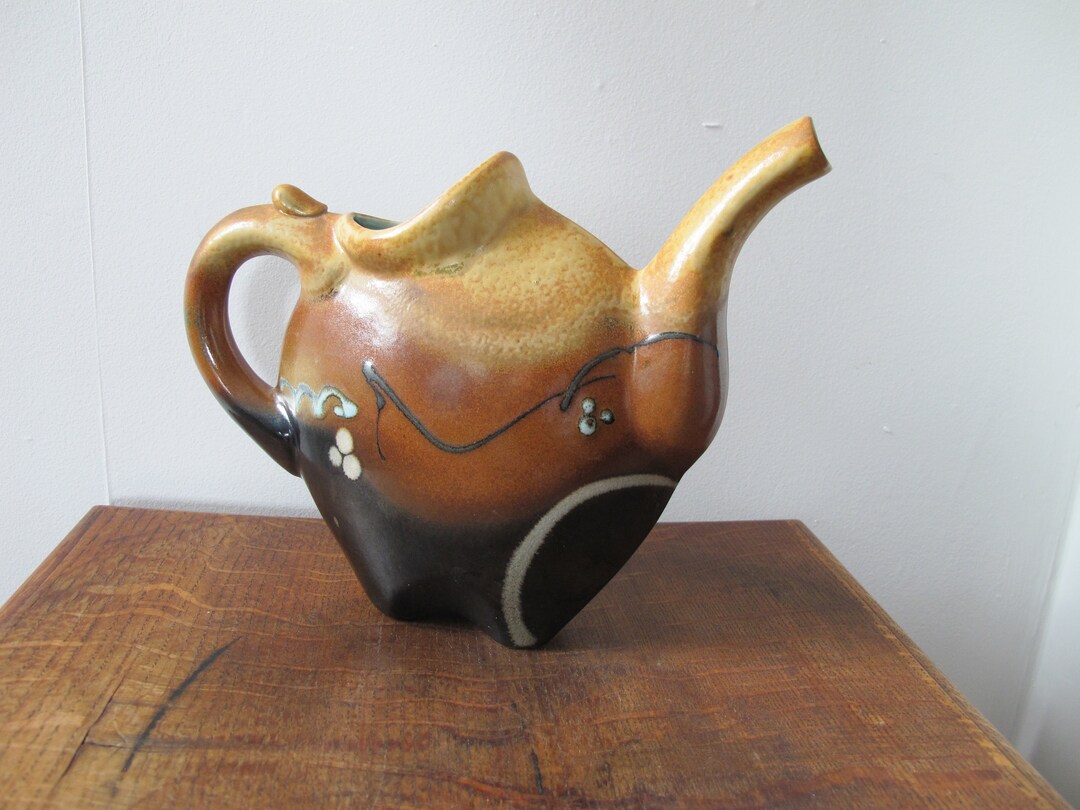 Vintage Glazed Ceramic Vase - Teapot Form. Lovely Skinny Teapot ...