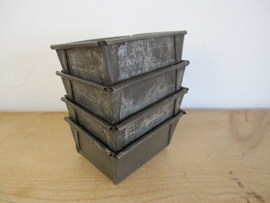 Four Mini Vintage Bread Loaf Baking Tins. Tiny Loaf Size. Set of Four ...