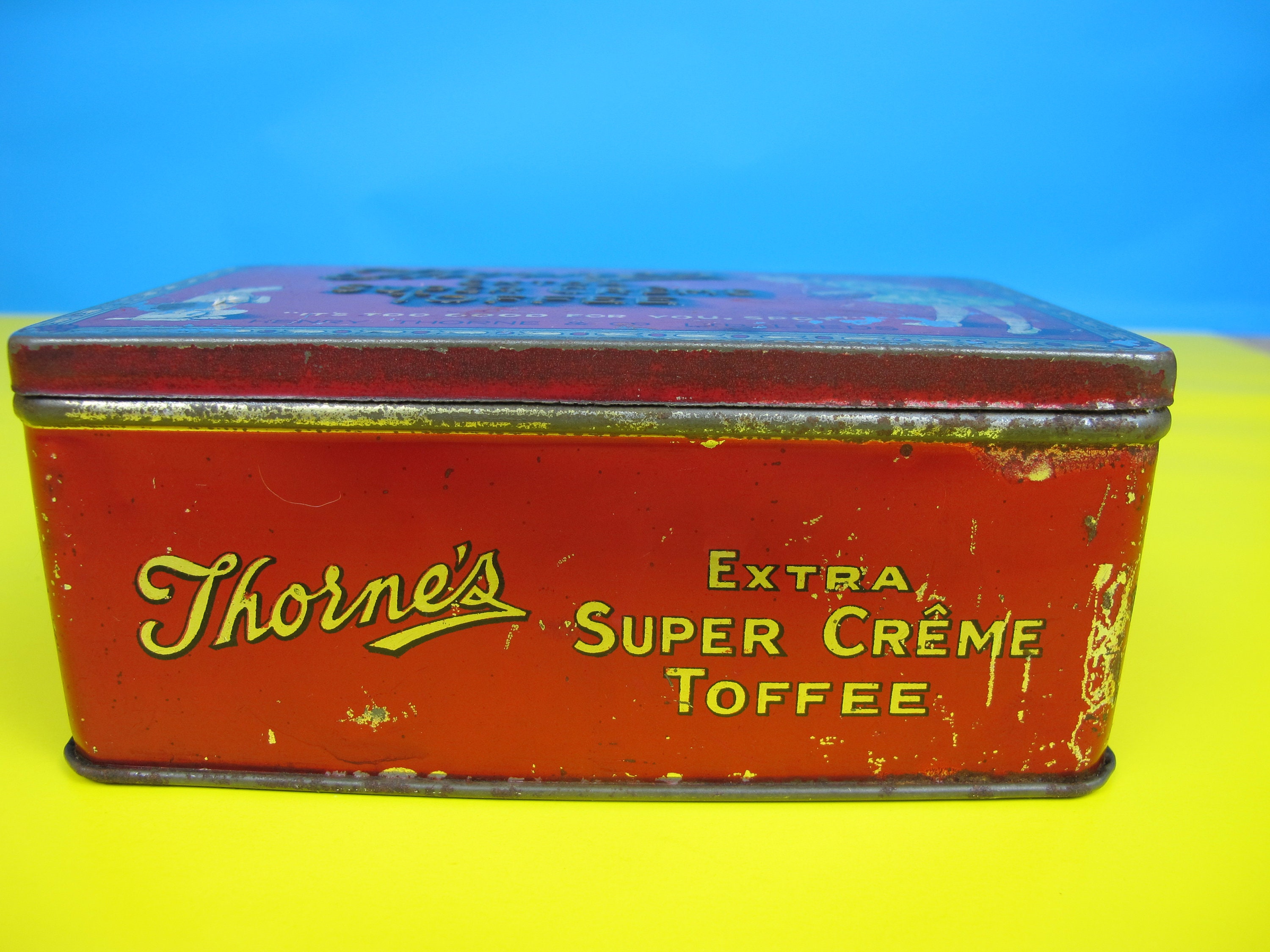 Vintage Tin. Rectangular Hinged Tin. Red Thornes Toffee Tin - Etsy