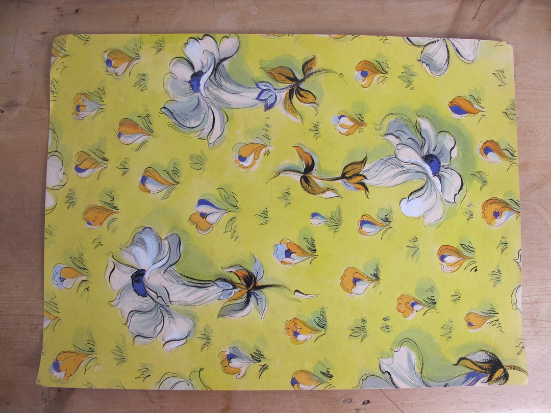Vintage Original Artwork 1980s French Art Sample Design for Wallpaper ...