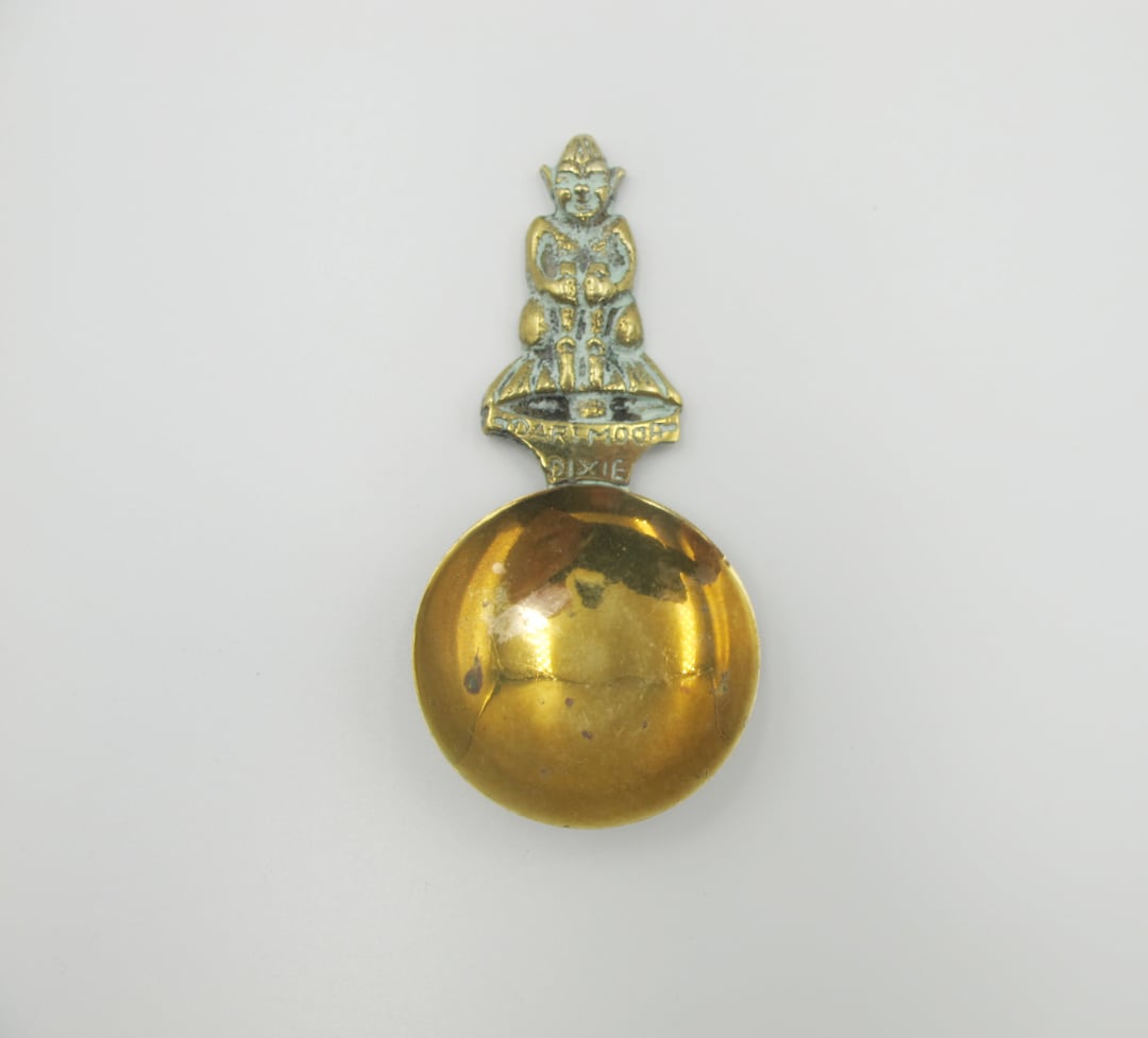 Vintage Dartmoor Pixie Caddy Spoon. Small Brass Spoon With Pixie on a ...
