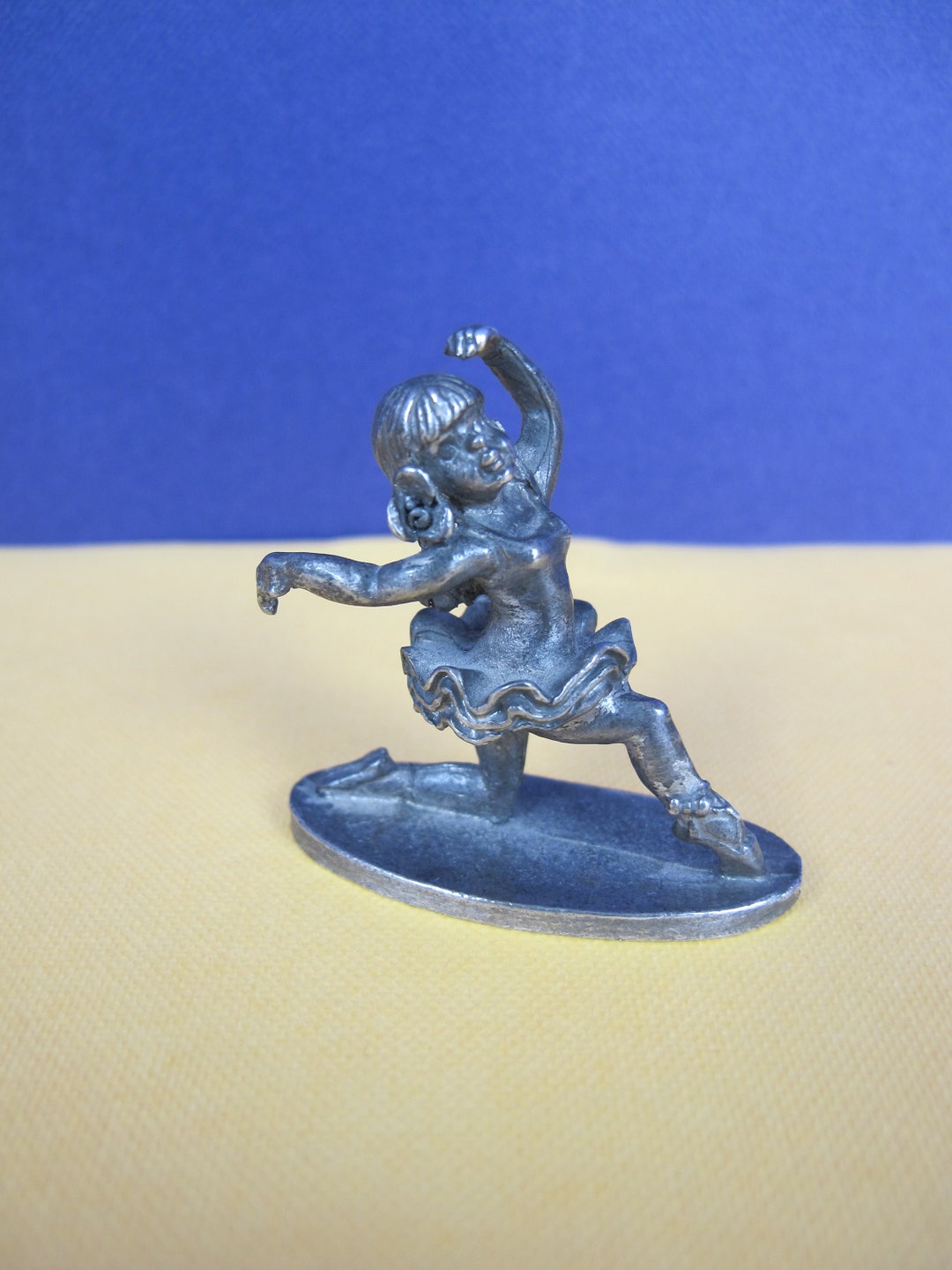 Vintage Small Pewter Ballerina Figure. Ballerina Kneeling. Small Girl ...