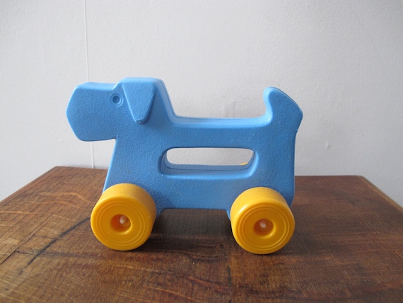 Vintage Plastic Push Along Dog Toy. Very Cute Cute Blue Dog - Etsy