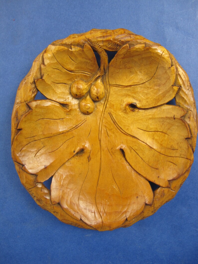 Vintage Hand Carved Shallow Wooden Leaf Shape Dish. Lovely - Etsy UK
