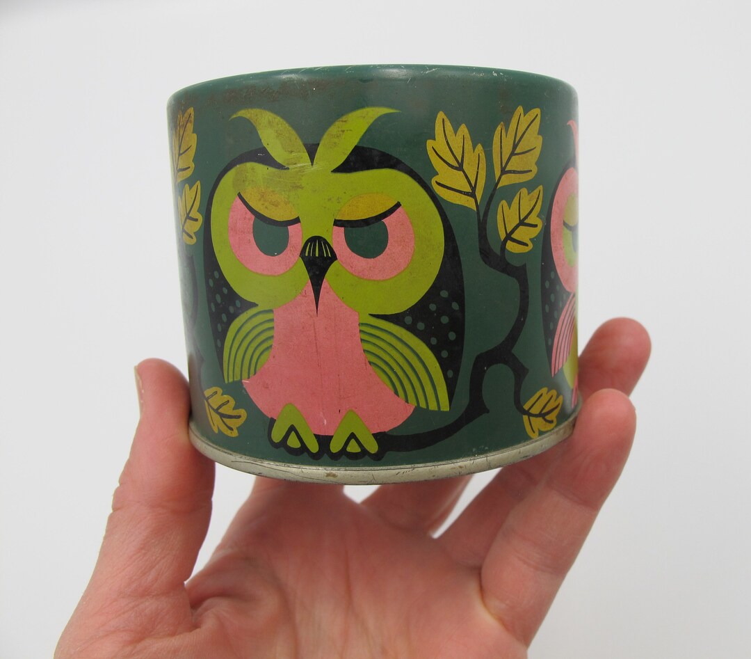 Vintage Owl Money Box, Piggy Bank. Cute Small Metal Money Bank With ...