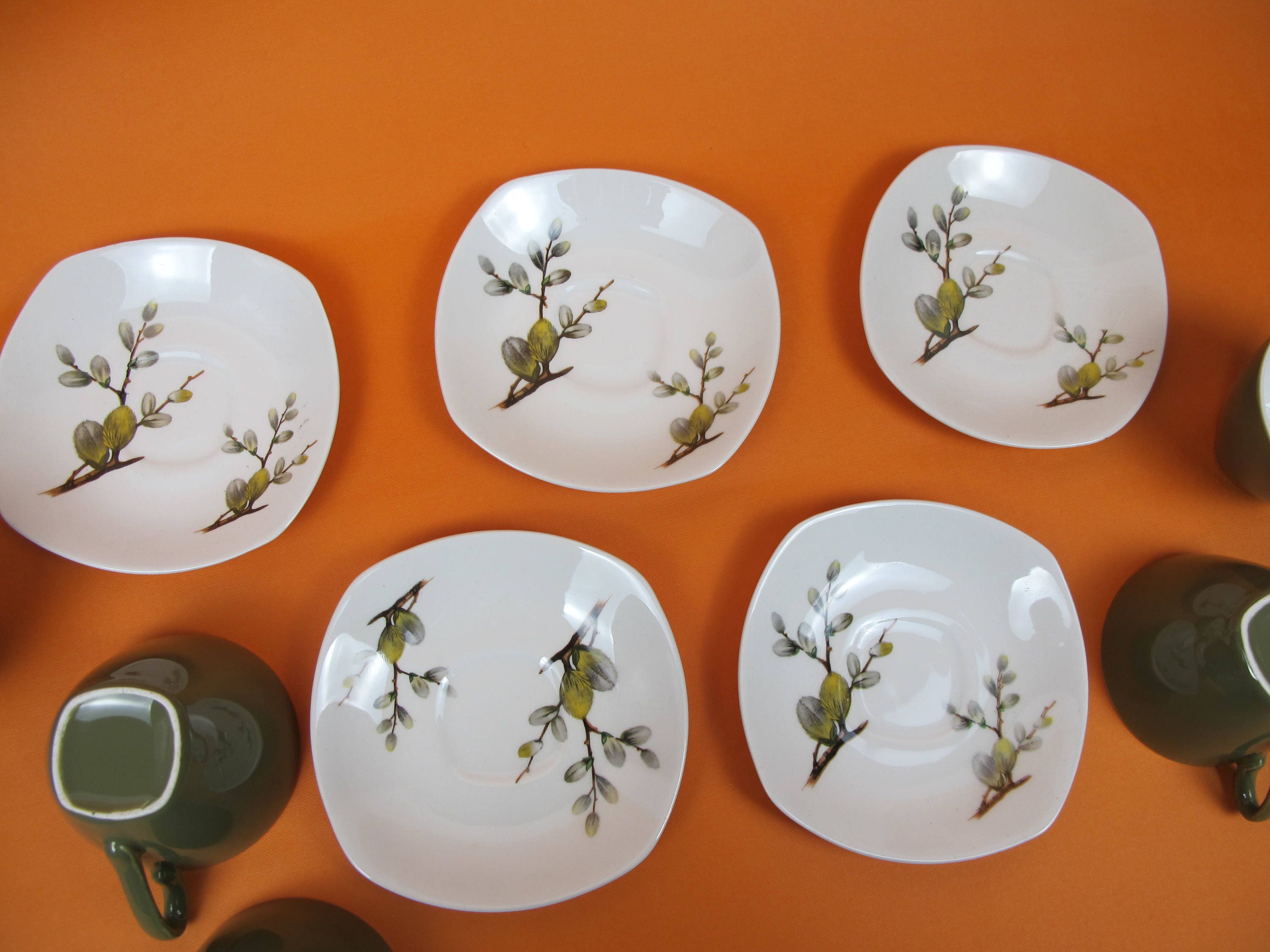 Midwinter Five Coffee Cups and Saucers Stylecraft SPRING | Etsy