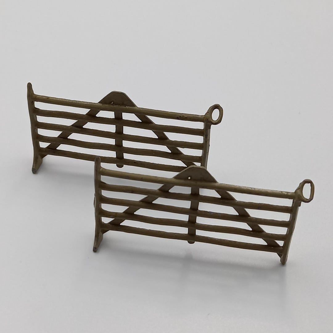 Vintage Lead Gates or Fences - a Pair of Britains Farm Lead Painted ...