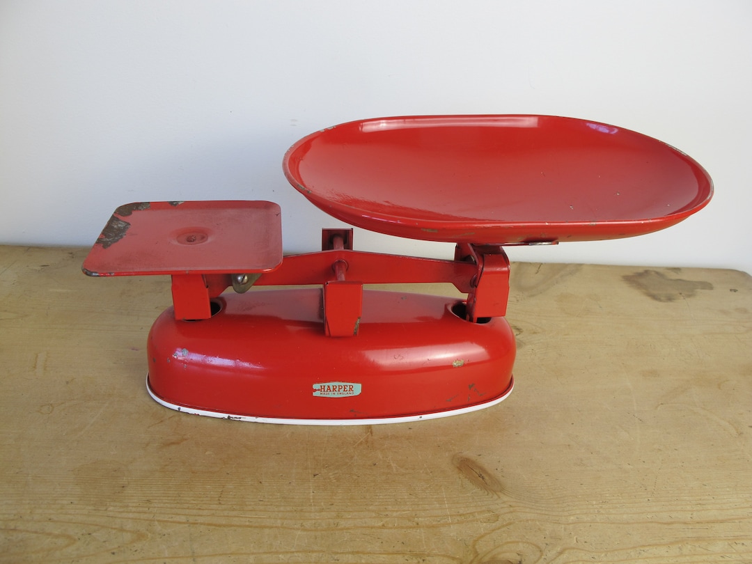 Vintage Red Weighing Scales by Harper. Red Enamel Finish Balance ...