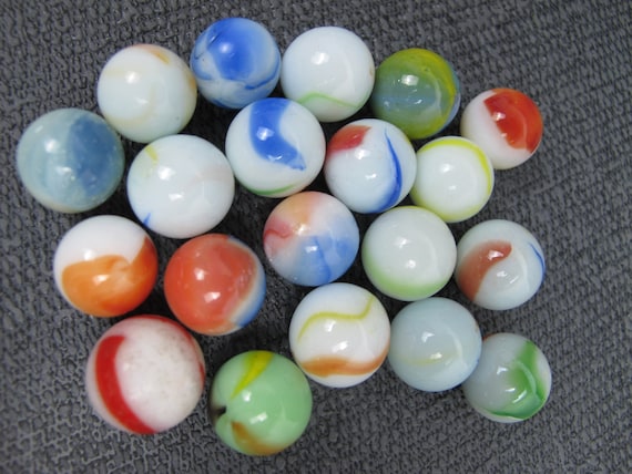 Vintage collection of 20 glass marbles. Lovely opaque marbles | Etsy