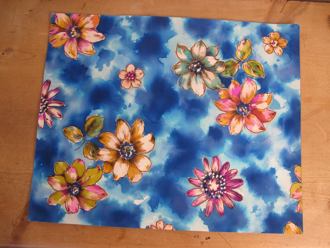 Vintage Original Artwork - 1980s French Art Sample Design for Wallpaper ...
