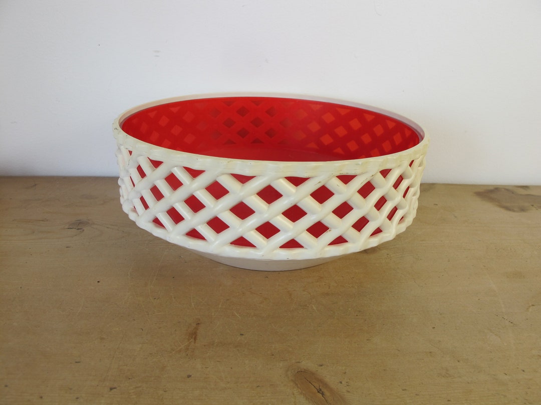 Vintage Plastic Dialene Better Maid Basket Weave Indoor Planter. Cream ...