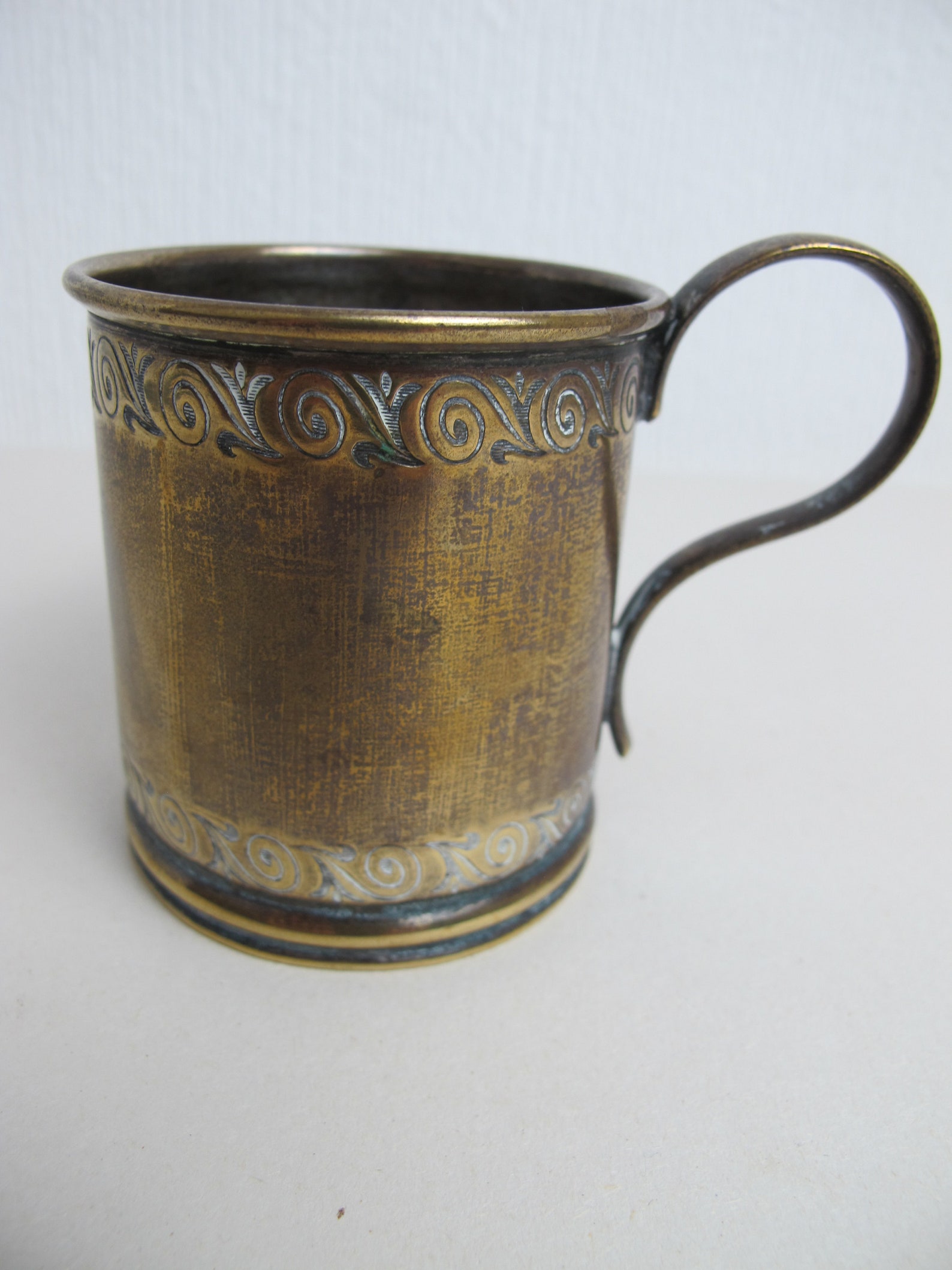Small Brass Tankard. Banded Design Lovely Scrolled Pattern - Etsy UK