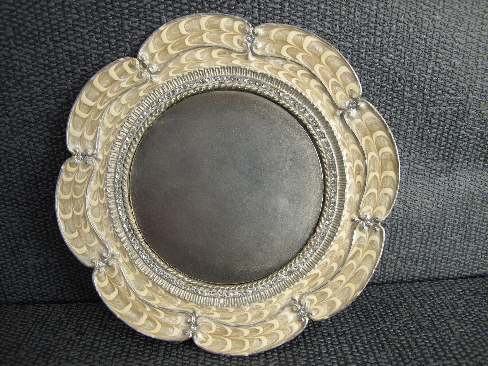Vintage Silvertone Metal Pin Dish With Enamel and Diamante - Etsy UK