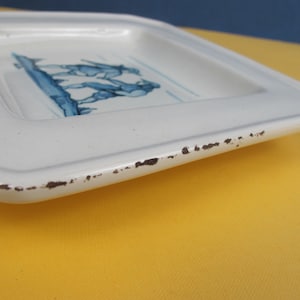 Unusual Shallow Square Delft Dish. Blue and White. Handpainted Image of ...