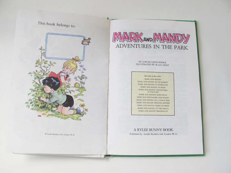 Mark and Mandy Adventures in the Park. Vintage Hardback - Etsy