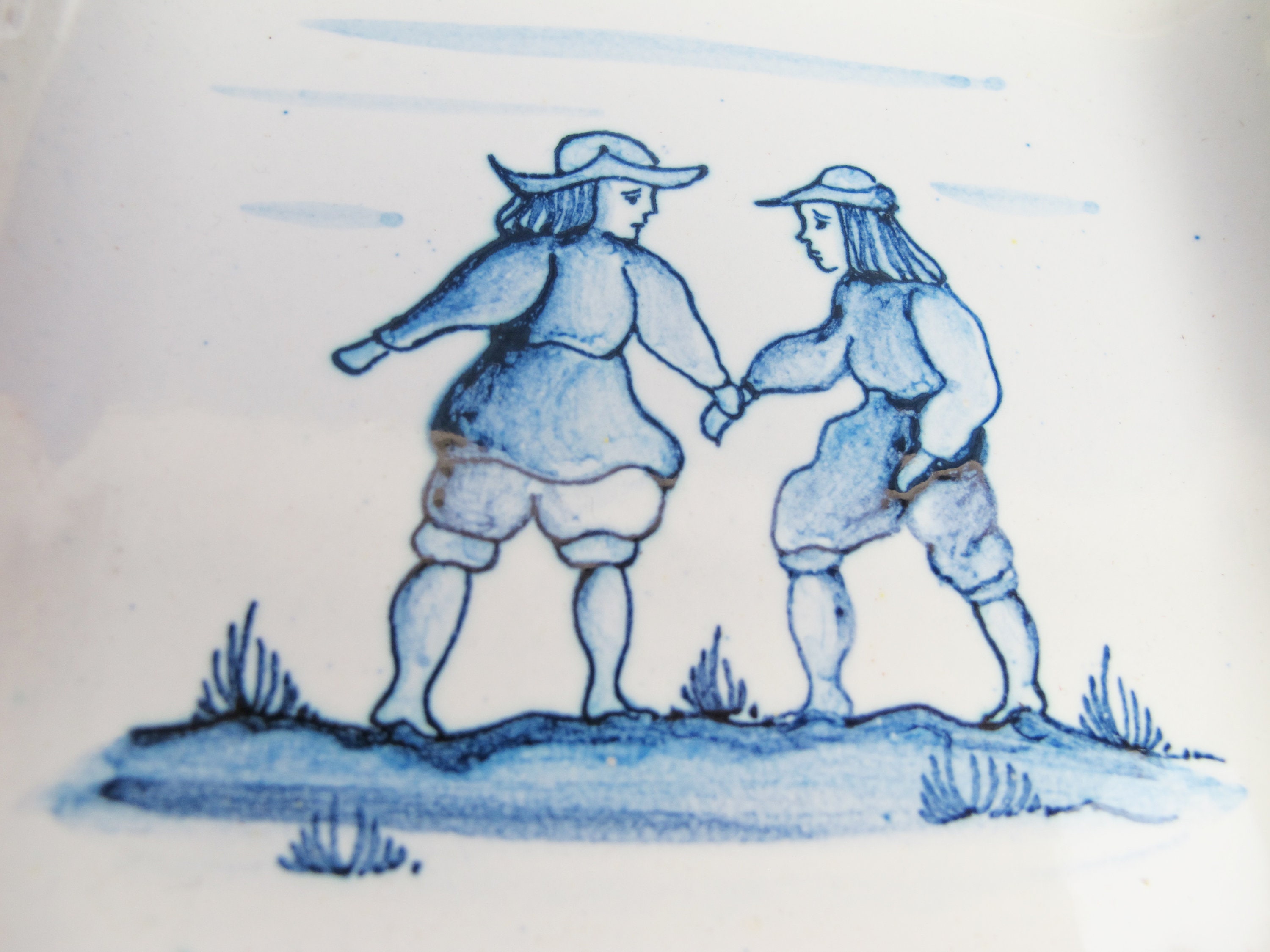 Unusual shallow square delft dish. Blue and white. Handpainted | Etsy