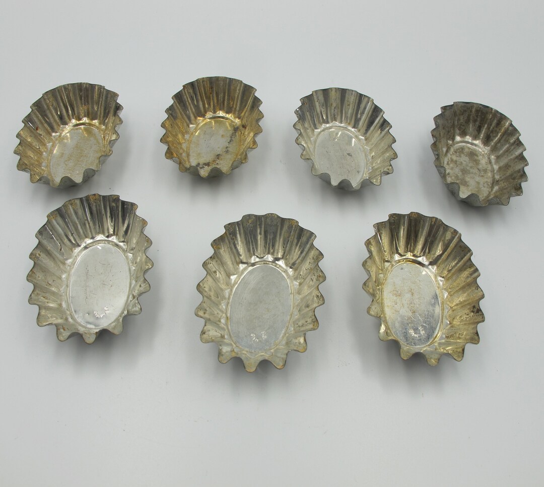 Vintage Tart Tins. Set of Seven Small Fluted Oval Baking Tins. Great ...