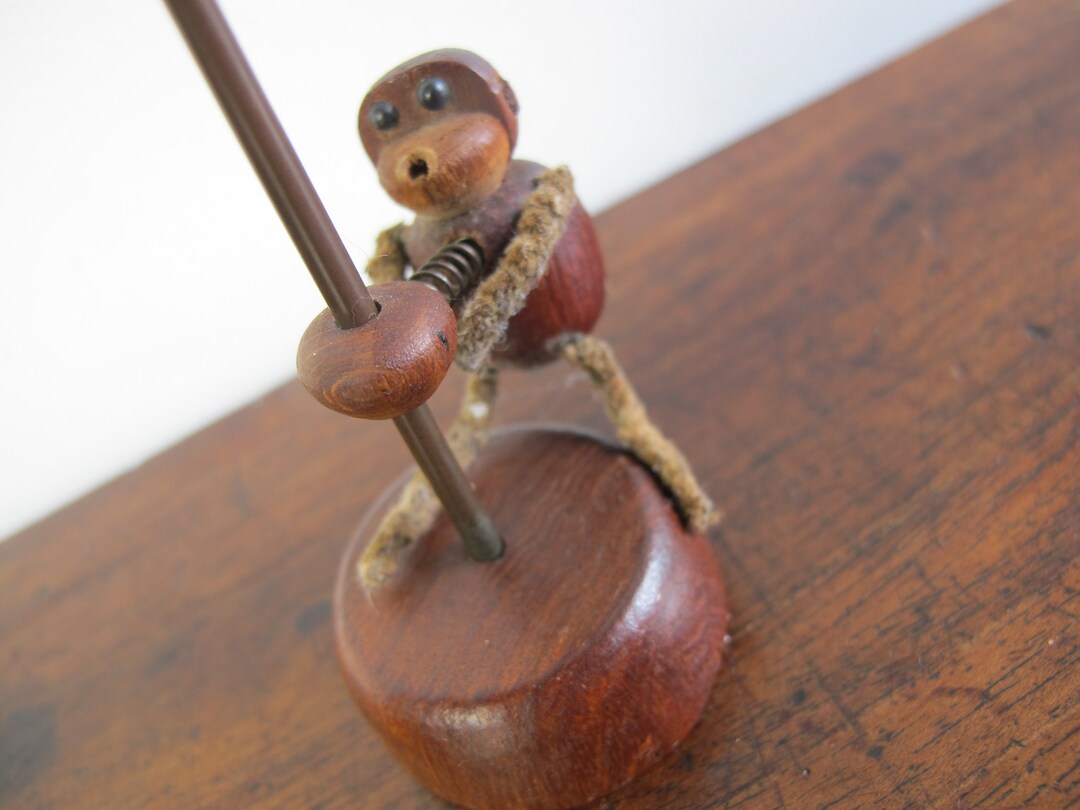 Vintage Fun Vibrating Sliding Monkey He Slides Down/ Pecks / Vibrates ...