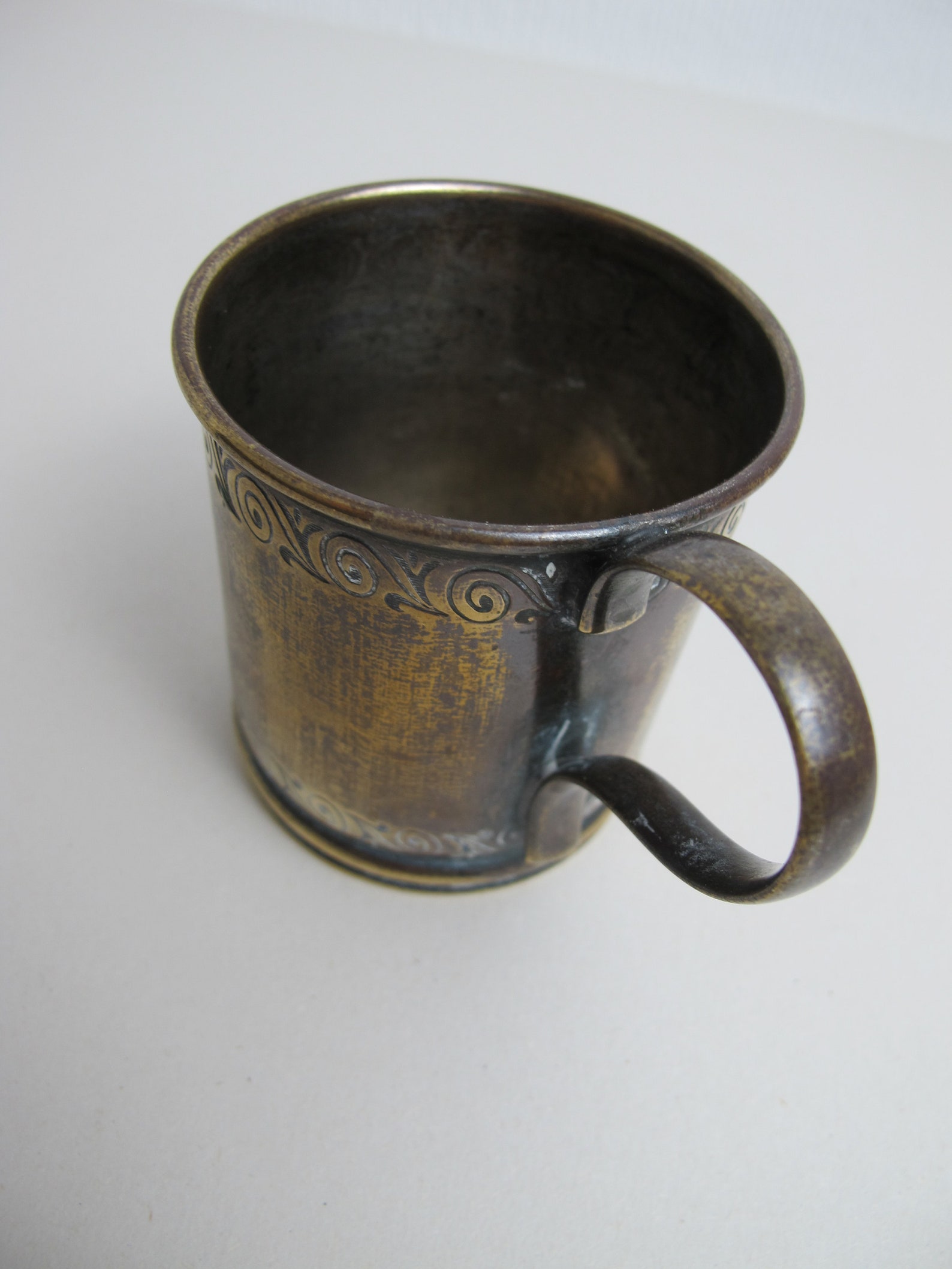 Small Brass Tankard. Banded Design Lovely Scrolled Pattern - Etsy UK
