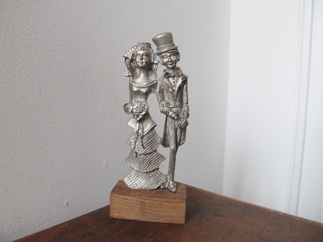 Vintage Pewter Bride and Groom. Made in Italy by Peltro, Italy. 5.25 ...