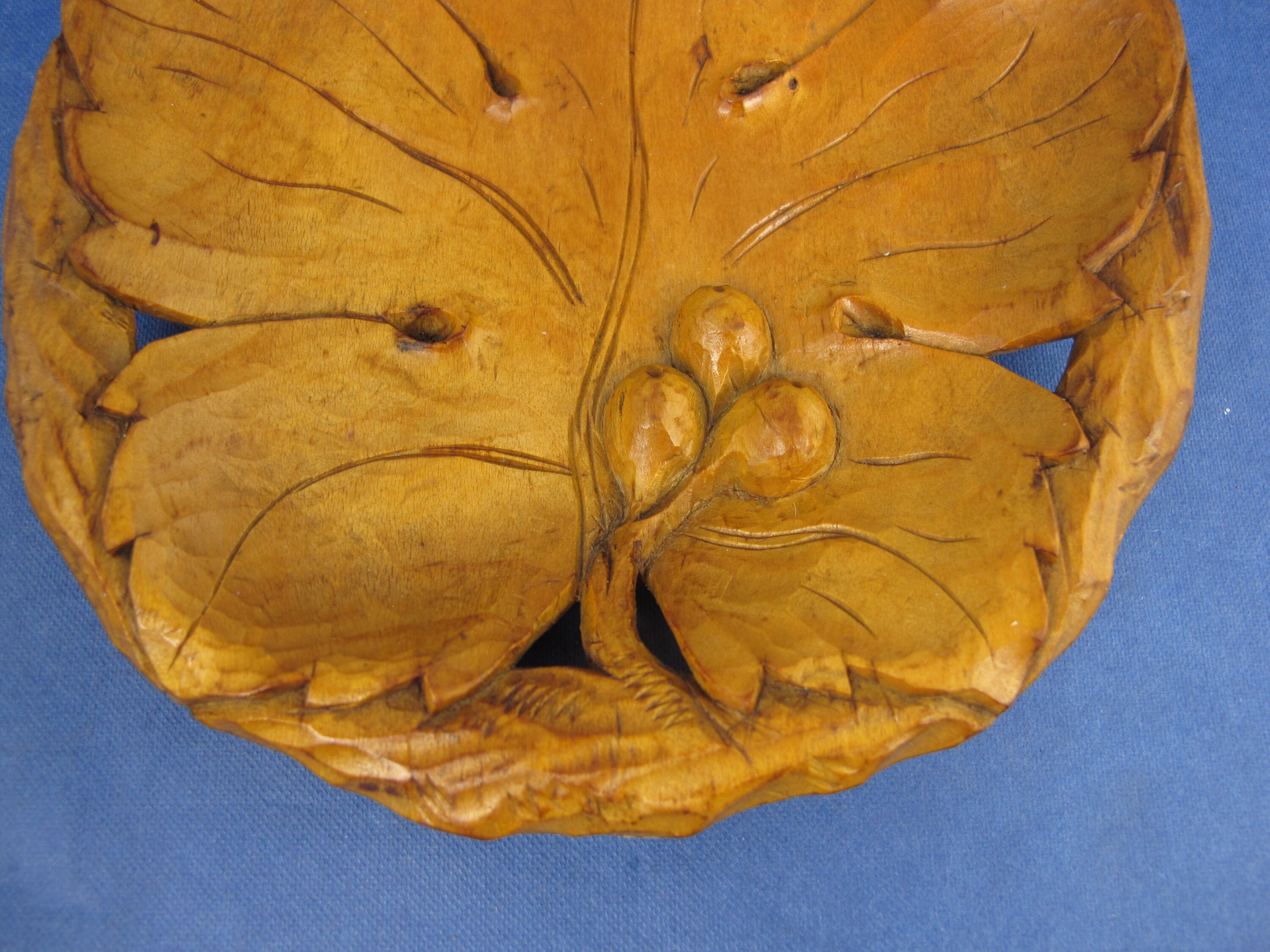 Vintage Hand Carved Shallow Wooden Leaf Shape Dish. Lovely - Etsy UK