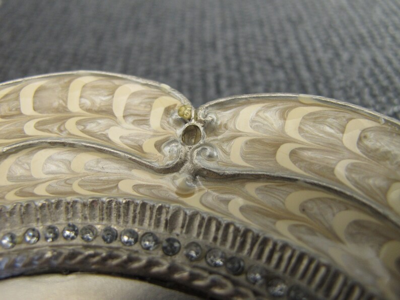 Vintage Silvertone Metal Pin Dish With Enamel and Diamante - Etsy UK