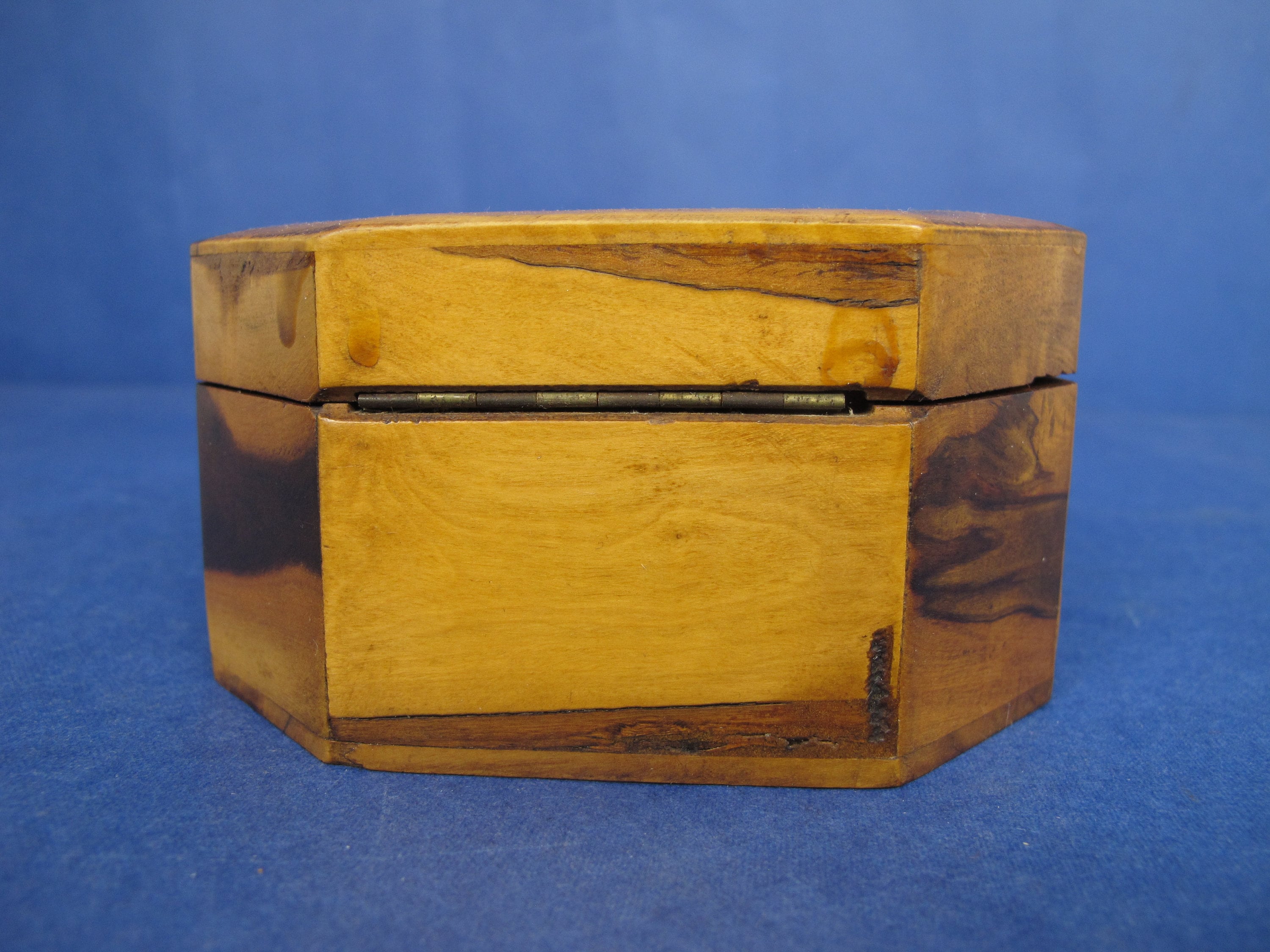Vintage Olive Wood Box With Hinged Lid. Made in Jerusalem - With Blue ...