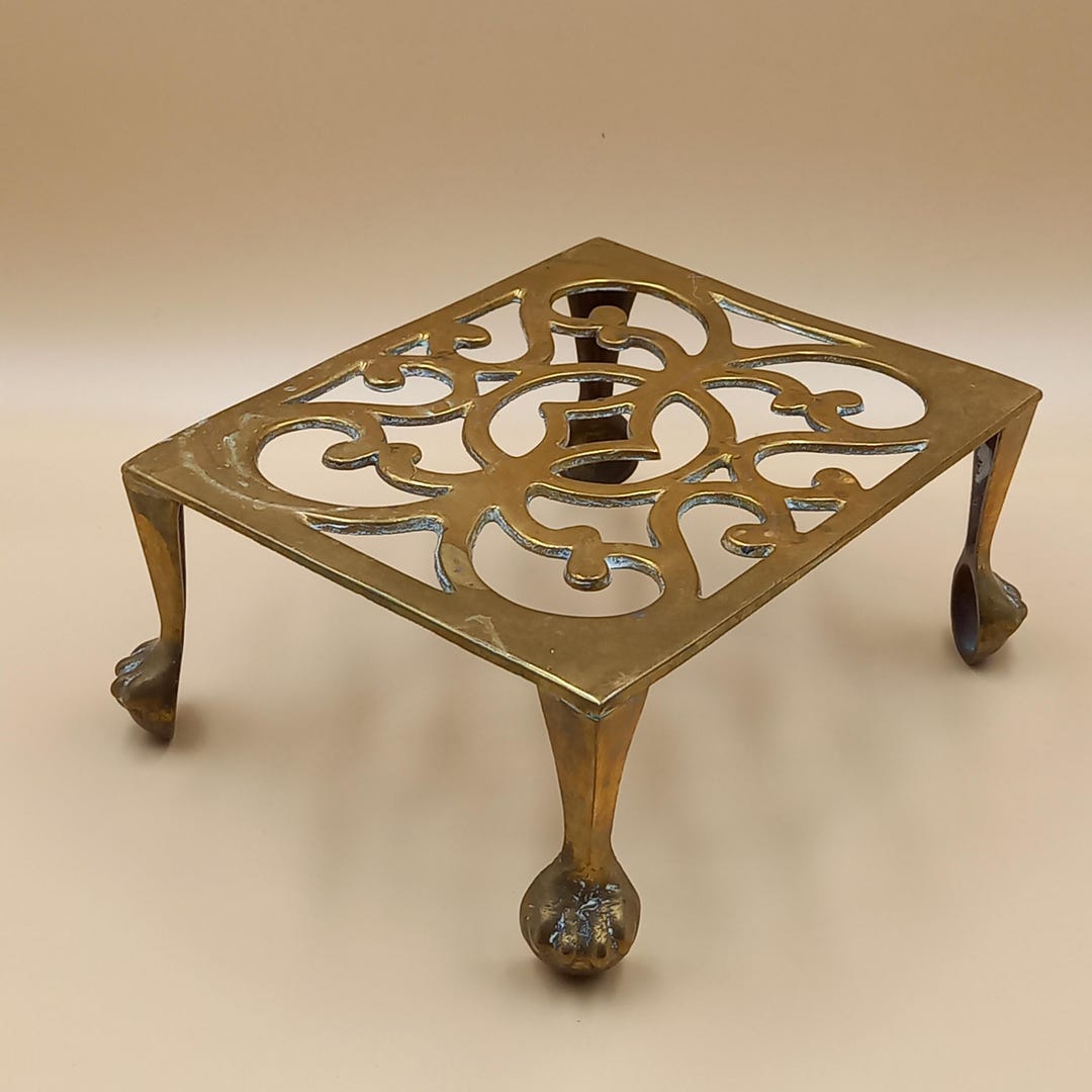 Vintage Brass Trivet, Rectangular on Lions Paw Feet - Etsy