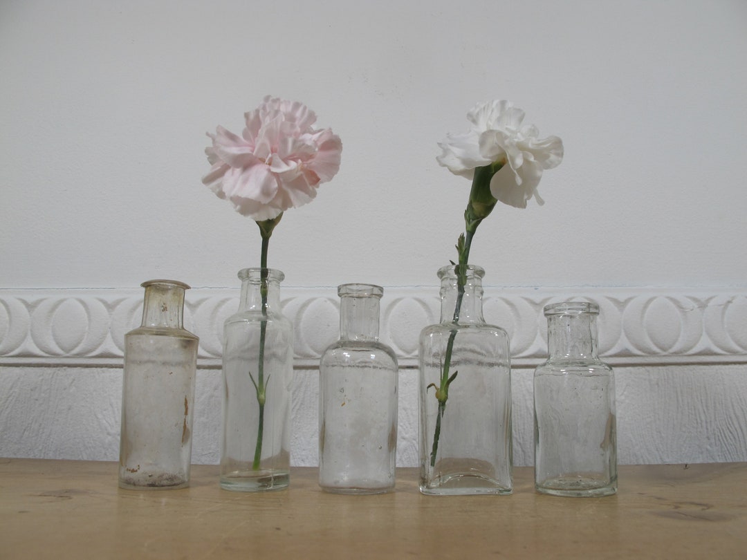 Antique Glass Bottles. Collection of Five. Small Found Glass - Etsy