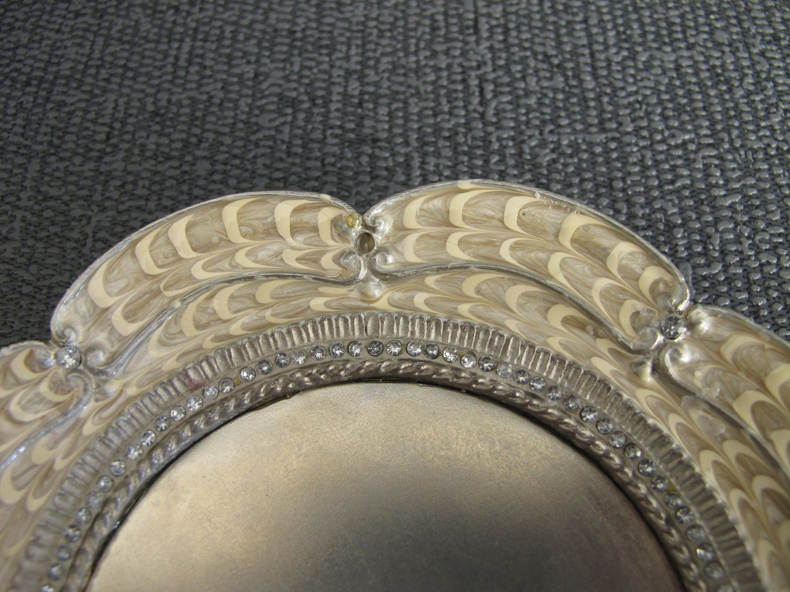 Vintage Silvertone Metal Pin Dish With Enamel and Diamante - Etsy UK