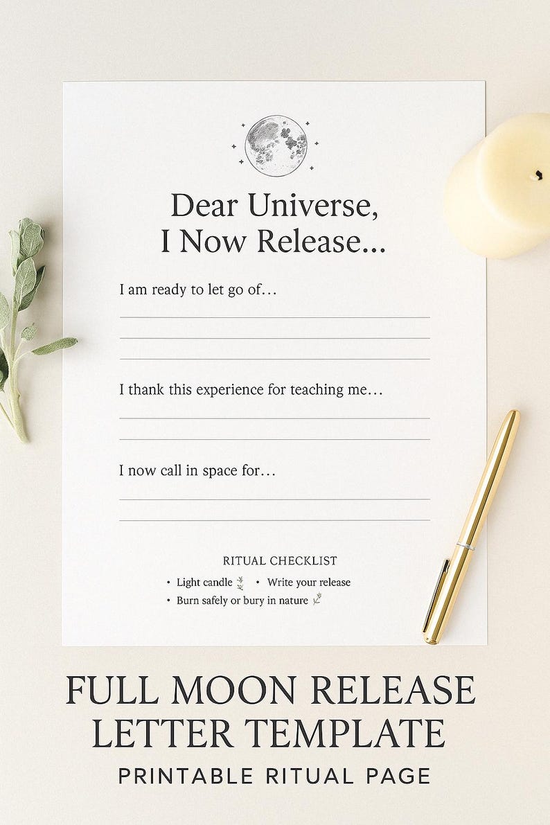 Full Moon Release Letter Template – Printable Ritual Page - Etsy