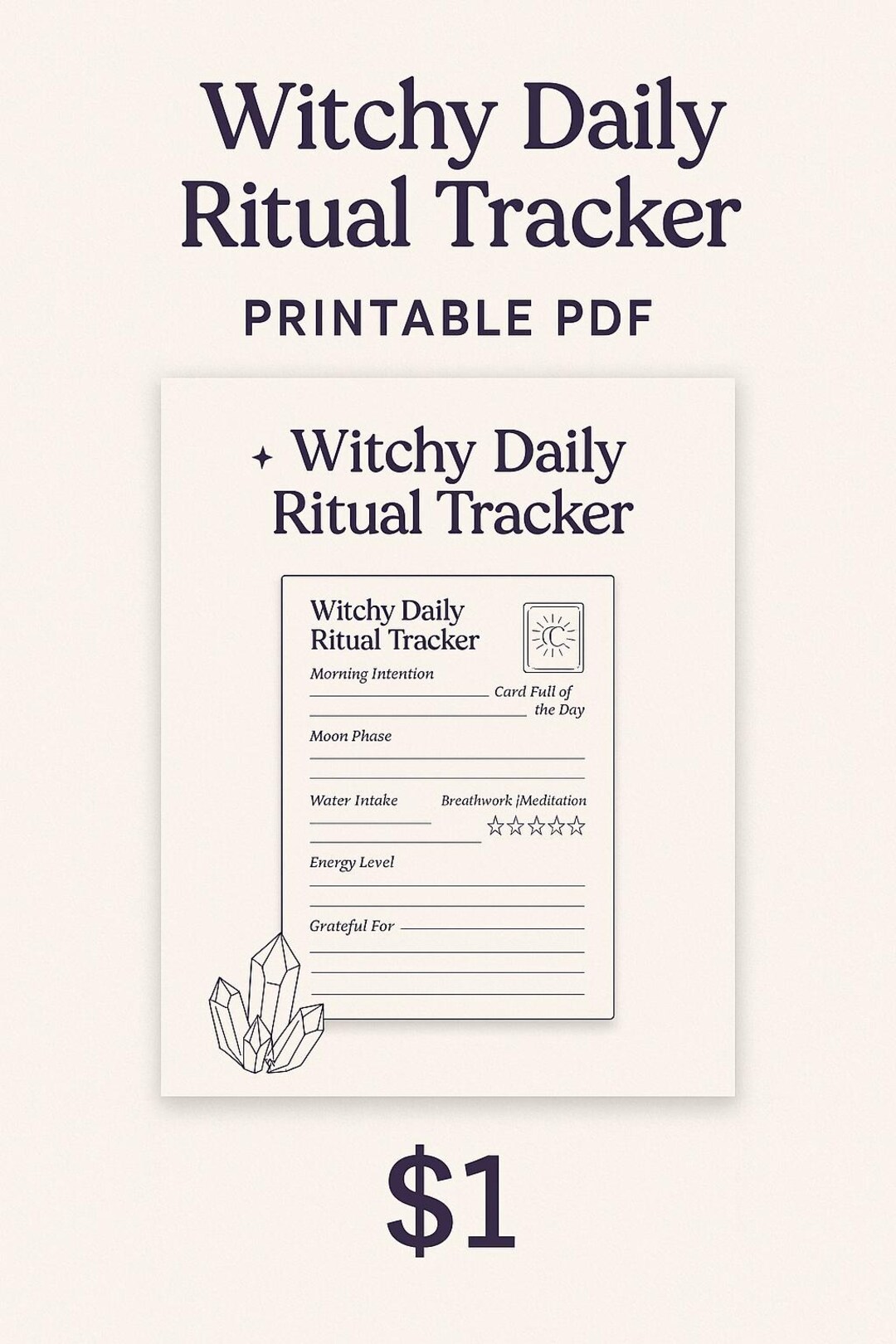 Witchy Daily Ritual Tracker | Printable Spiritual Habit Journal Page ...
