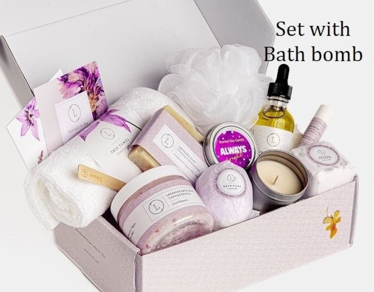 Time to Relax Gift Set, Lavender Spa Bath Gift Box, Gift for Her ...