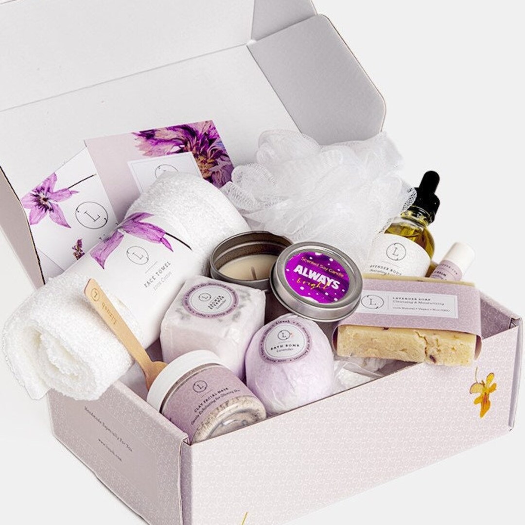 Time to Relax Gift Set, Lavender Spa Bath Gift Box, Gift for Her ...