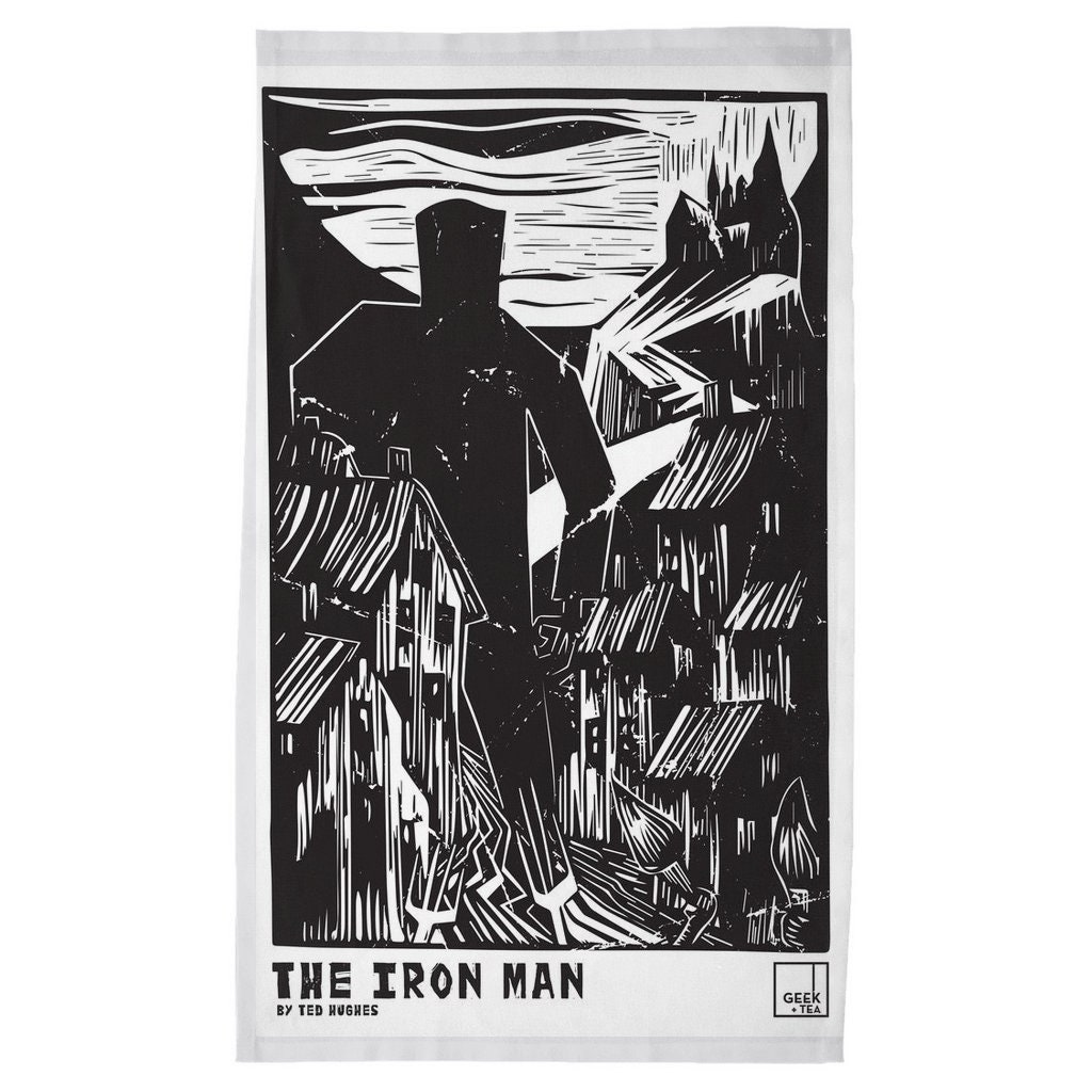The Iron Man by Ted Hughes Linocut Print Tea Towel 100% - Etsy