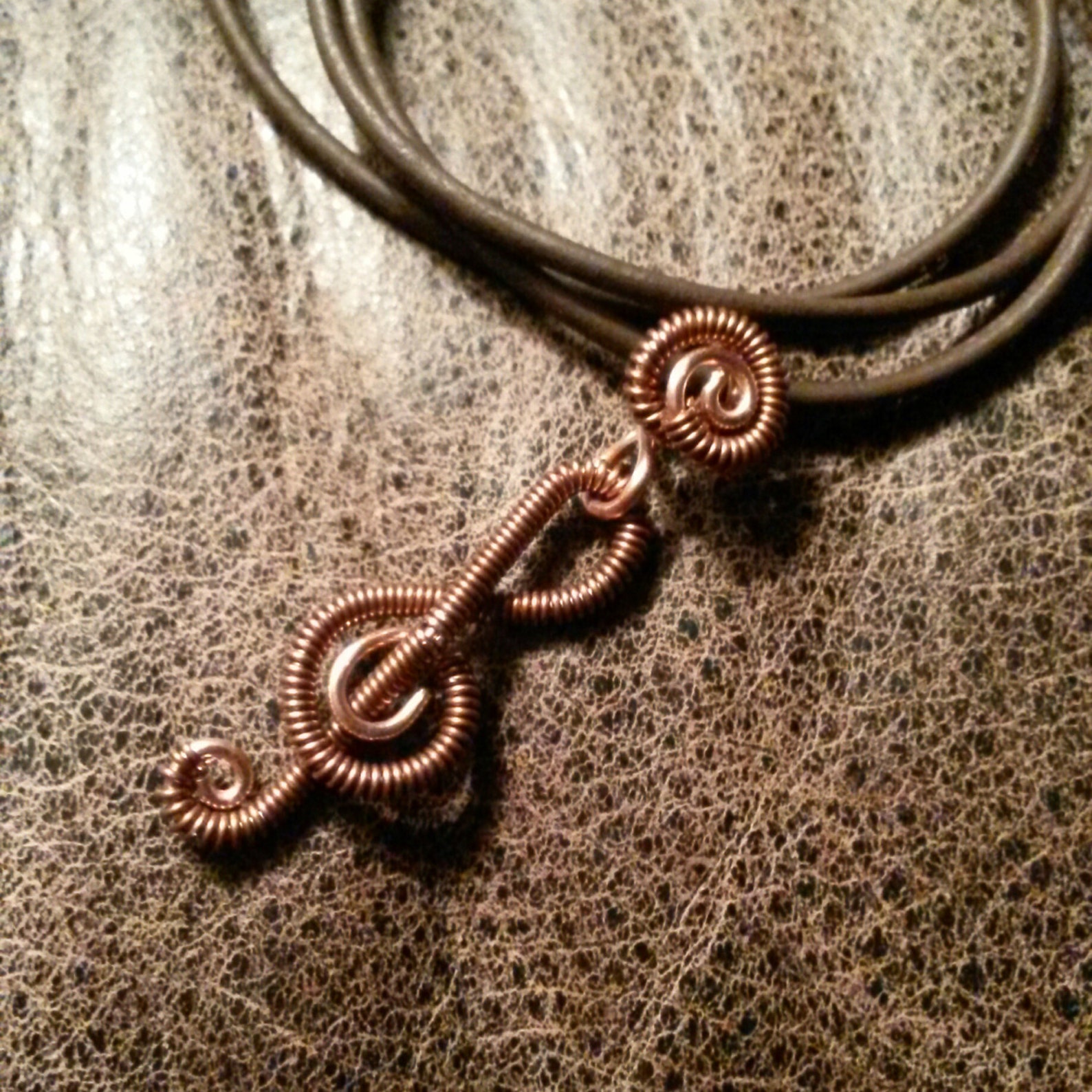 Made to Order Copper Treble Clef Pendant Necklace Wire Wrapped Jewelry ...