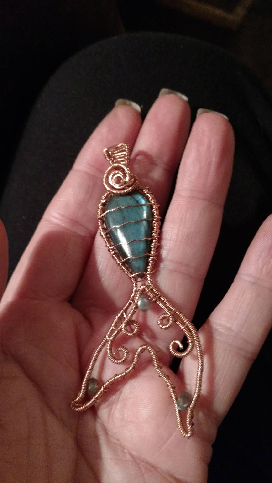 Copper Wire Wrapped Mermaid Tail Pendant With Labradorite Wire Wrapped ...